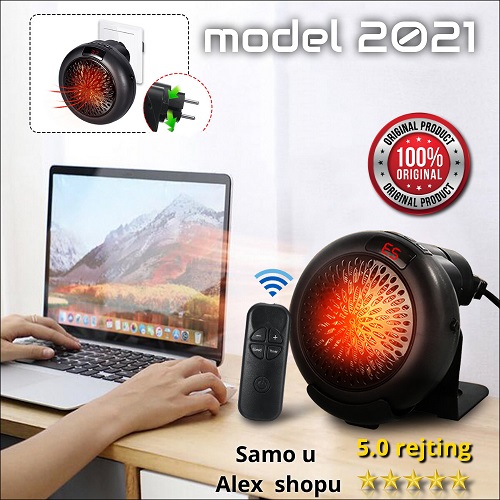 Prenosiva mini grejalica 900w zidna + daljinski + LED displej + tajmer ...