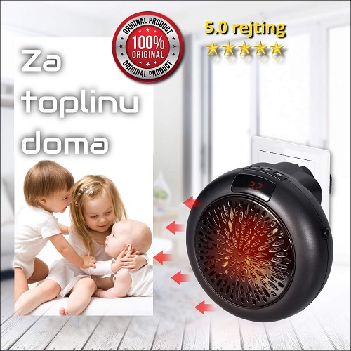 Prenosiva mini grejalica 900w zidna + daljinski + LED displej + tajmer ...