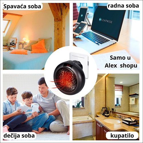 Prenosiva mini grejalica 900w zidna + daljinski + LED displej + tajmer ...